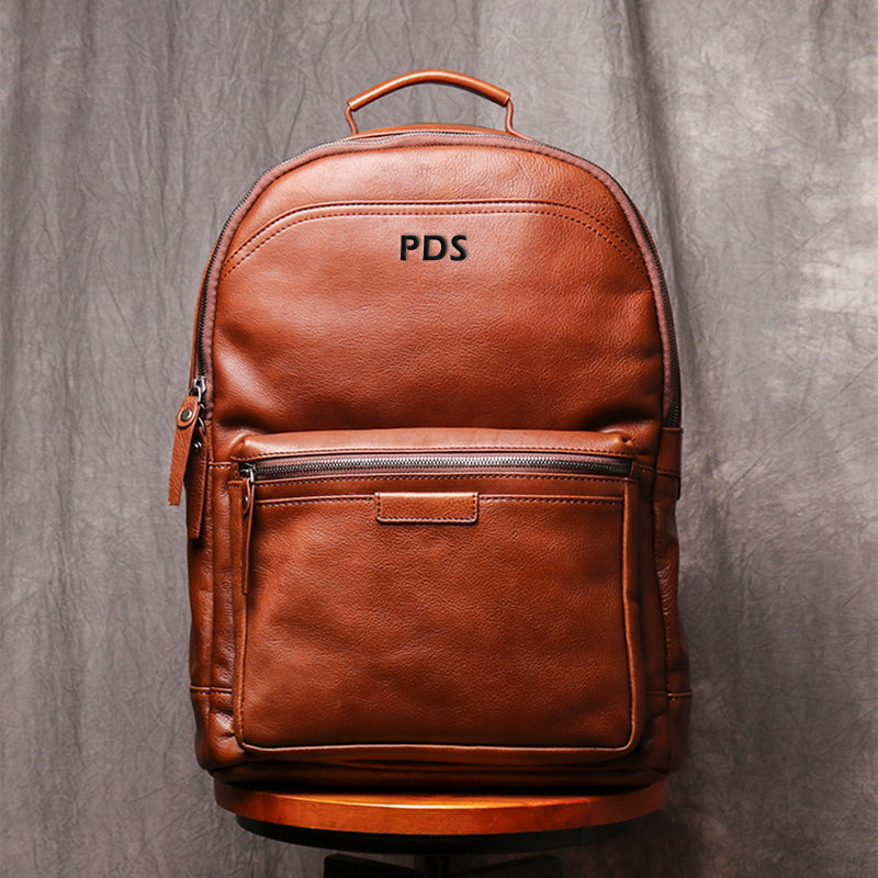 Backpack Head Layer Cowhide Leather Retro Travel Bag Casual Computer P ...