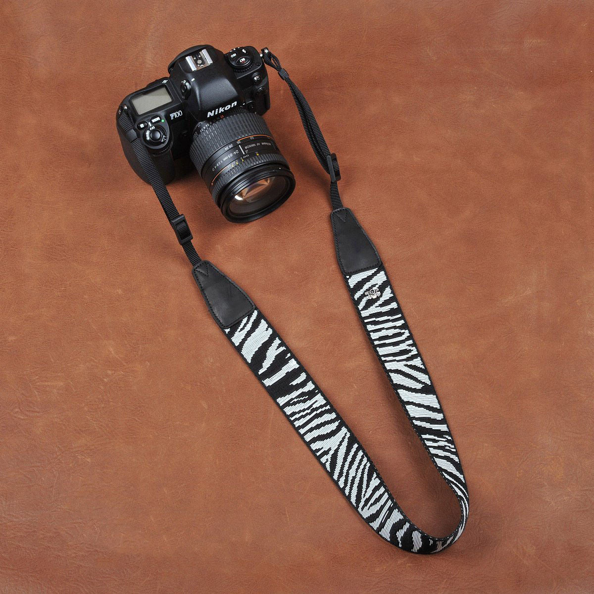 Black White Stripe Cotton Strap Leather DSLR Camera Strap 8263 – icambag