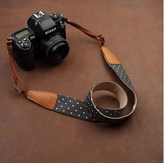Cowboy White Dot Leather DSLR Camera Strap in Brown 7117 – icambag